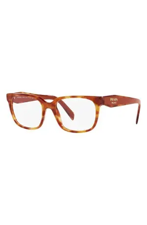 Prada 52mm Rectangular Eyeglasses - Havana