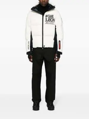 Moncler Logo-Print Hooded Puffer Jacket - White | Editorialist