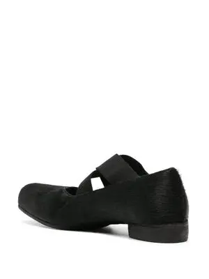 UMA WANG Brushed-effect Leather Ballerinas - Black