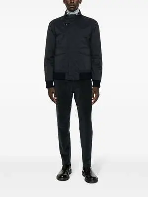 FAY Mock-neck Zip-up Bomber Jacket - Blue