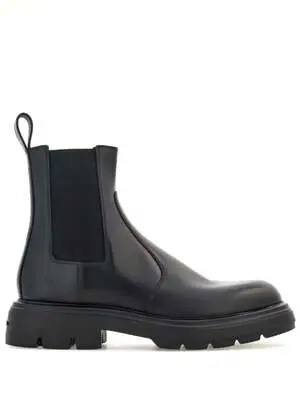 FERRAGAMO Logo Debossed Leather Chelsea Boots