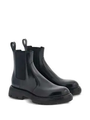 FERRAGAMO Logo Debossed Leather Chelsea Boots