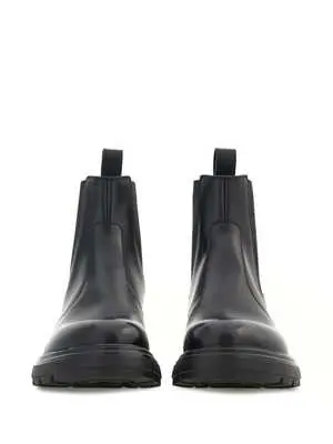 FERRAGAMO Logo Debossed Leather Chelsea Boots