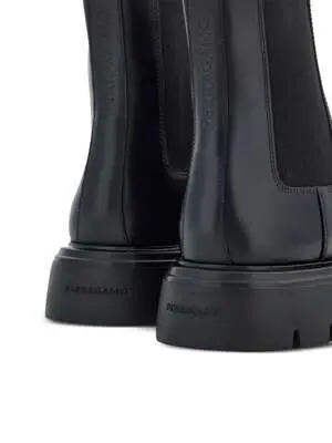 FERRAGAMO Logo Debossed Leather Chelsea Boots