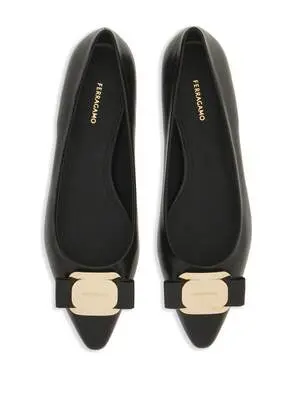 FERRAGAMO Vara Bow Ballerina Shoes - Black