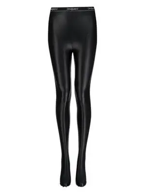Saint Laurent Logo-jacquard Footed Leggings - Black