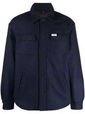 FAY Navy Logo Patch Shirt Jacket - Blue