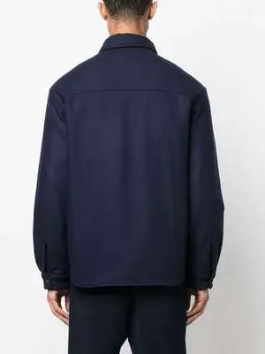 FAY Navy Logo Patch Shirt Jacket - Blue