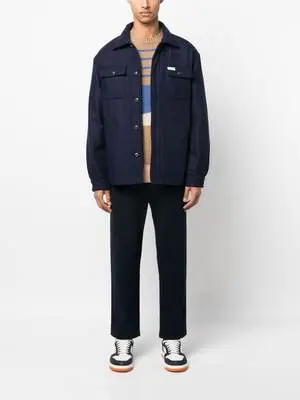 FAY Navy Logo Patch Shirt Jacket - Blue