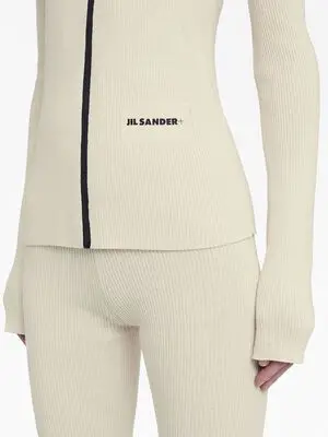 JIL SANDER Logo-embroidered Ribbed-knit Cardigan