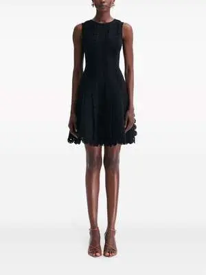 Oscar De La Renta Scalloped Crochet Trim Minidress