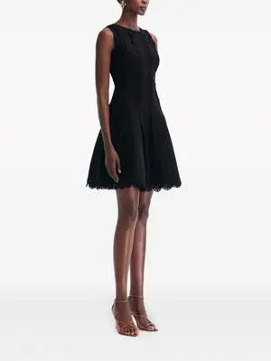 Oscar De La Renta Scalloped Crochet Trim Minidress