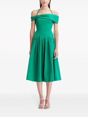 Oscar De La Renta Off-shoulder Halterneck Midi Dress