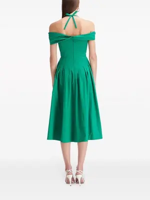 Oscar De La Renta Off-shoulder Halterneck Midi Dress