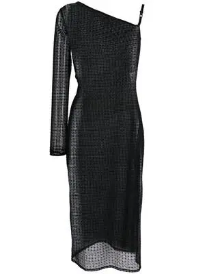 COURREGES Asymmetric Semi-sheer Midi Dress