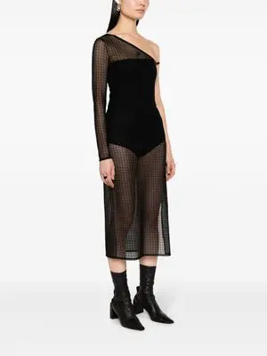 COURREGES Asymmetric Semi-sheer Midi Dress