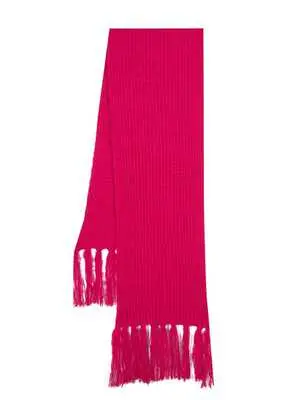 MSGM Waffle-knit Fringed Scarf - Pink