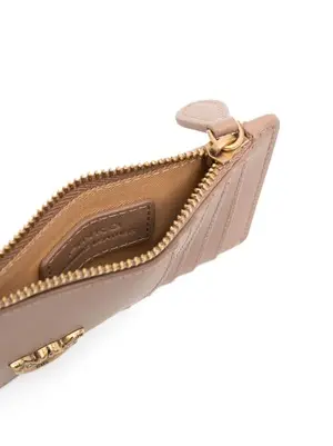 Pinko Love Bird Leather Cardholder - Neutrals