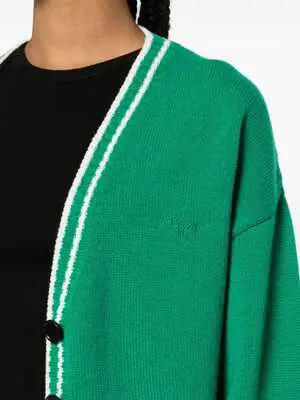 MSGM Striped-edge Knitted Cardigan - Green