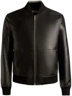Bally Zip-up Leather Bomber Jacket - Black