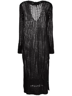 GANNI Open-knit Mohair-blend Dress