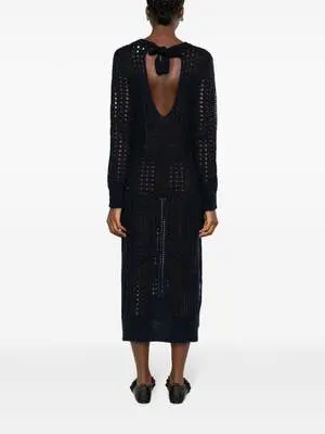 GANNI Open-knit Mohair-blend Dress