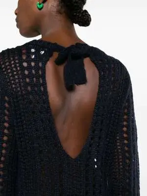 GANNI Open-knit Mohair-blend Dress