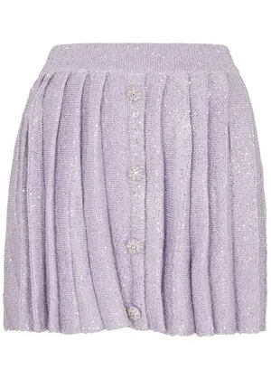 SELF-PORTRAIT Sequin-embellished Pleated Mini Skirt