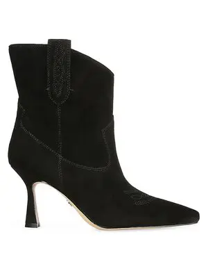 Sam Edelman Women's Moe Leather Booties - Black  - Black