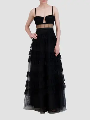 Bcbgmaxazria Corset Tulle Ruffled Gown