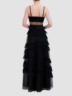 Bcbgmaxazria Corset Tulle Ruffled Gown