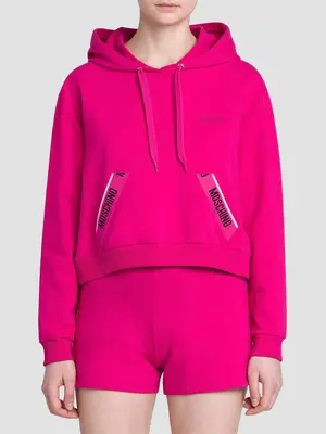 Moschino Stretch-cotton Cropped Hoodie
