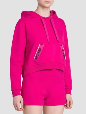 Moschino Stretch-cotton Cropped Hoodie
