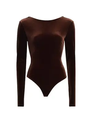 AGOLDE Women's Corrin Velvet Bodysuit - Chocolate Milk  - Chocolate Milk