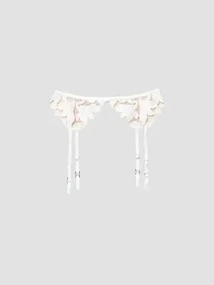 FLEUR DU MAL Lily Lace Garter - Ivory