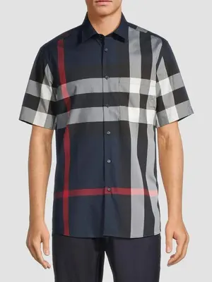 Burberry Summerton Check Button-front Shirt - Navy Check
