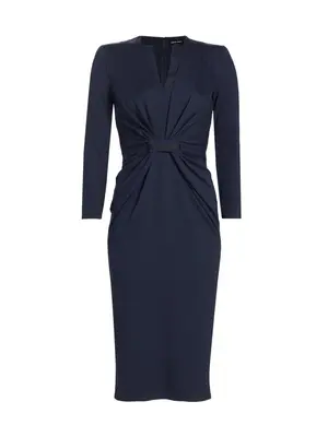 Giorgio Armani Tab-front Jersey Sheath Dress - Navy