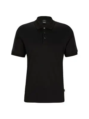 BOSS Men's Interlock-Cotton Polo Shirt With Structured Trims - Black  - Black