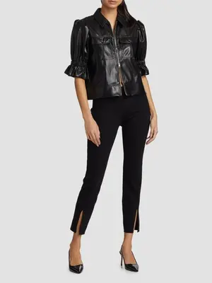 Cinq À Sept Holly Faux Leather Puff-sleeve Jacket - Black