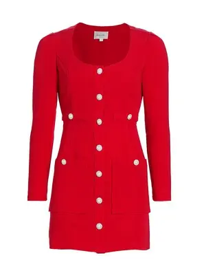 Line & Dot Women's Phillipa Long-Sleeve Minidress - Scarlet  - Scarlet