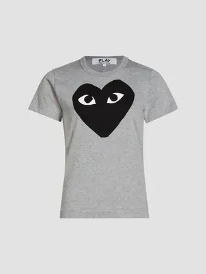 Play Comme Des Garcon Heart Logo Cotton T-shirt - Grey