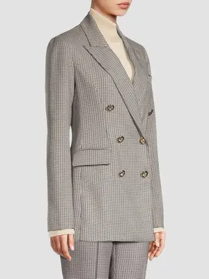 TOCCIN Mia Double-breasted Houndstooth Blazer