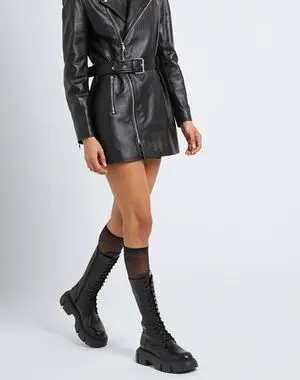 8 BY YOOX Grain Leather High Combat Boots