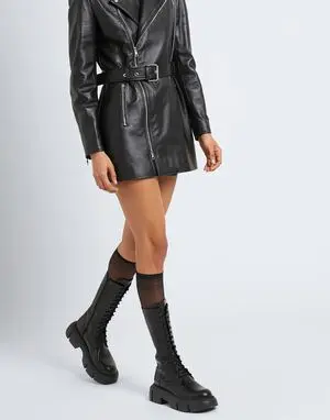 8 BY YOOX Grain Leather High Combat Boots
