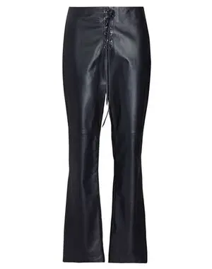 8 BY YOOX Leather Lace-up Straight Leg Pants - Black