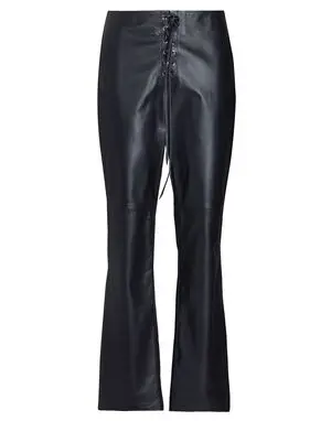 8 BY YOOX Leather Lace-up Straight Leg Pants - Black