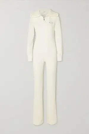 Emilio Pucci Embellished Knit-trimmed Stretch-crepe Jumpsuit - White