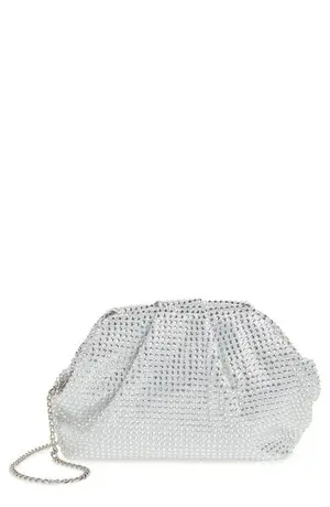 Nina Crystal Frame Satchel - Silver