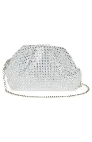 Nina Crystal Frame Satchel - Silver