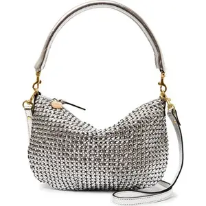 Clare V. Petit Moyen Woven Messenger Bag - Silver